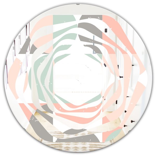 Designart 24-in Retro Pastel Circular Pattern II Modern Round Wall ...