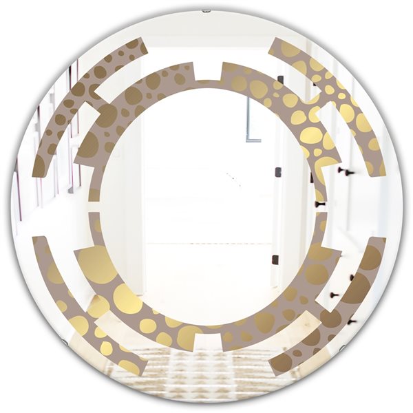 Designart 24-in x 24-in Golden Marble Design III Round Wall Mirror ...