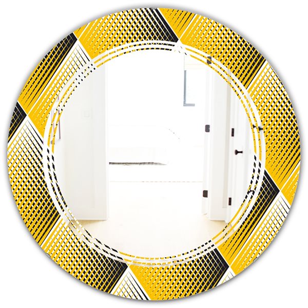 Designart 24-in Rhombus Retro Geometric Modern Round Mirror MIR24215-C4 ...