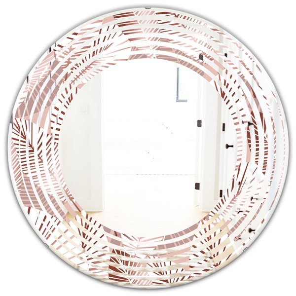 Designart 24-in x 24-in Golden Tropical Pattern IV - Round Wall Mirror ...