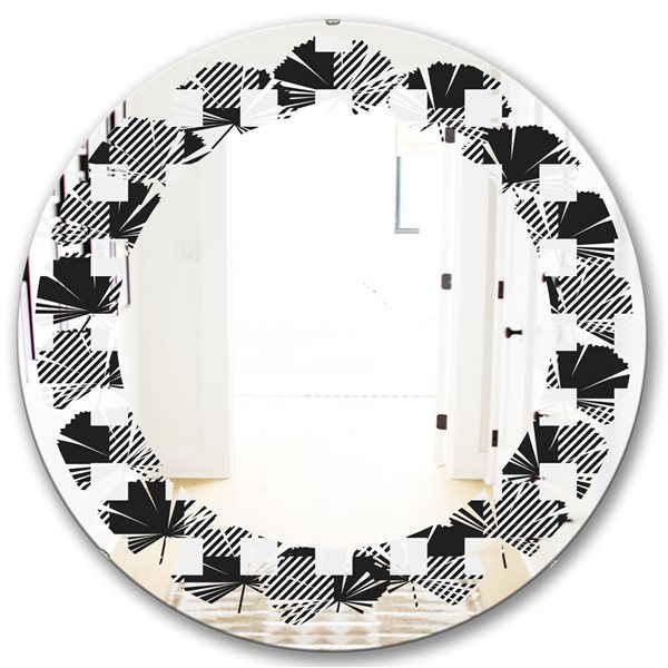 Designart 24-in x 24-in Geometric Monochrome Pattern II Modern Round ...