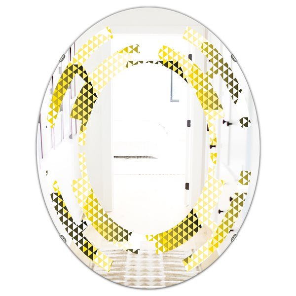 Designart 31.5-in x 23.7-in Retro Hexagon Pattern XI Modern Oval Wall ...