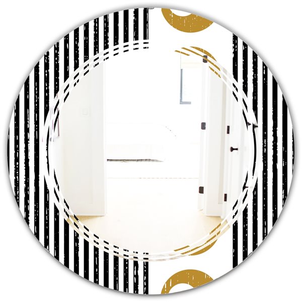 Designart 24-in Vertical Retro Geometrical Pattern I Modern Round Wall ...