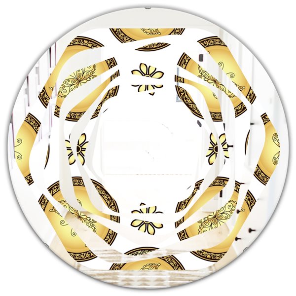 Designart 24-in x 24-in Gold and Brown Pattern with Gradient Vintage ...