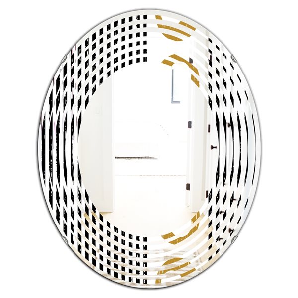 Designart Vertical Retro Geometrical Pattern I Modern Oval Wall Mirror ...