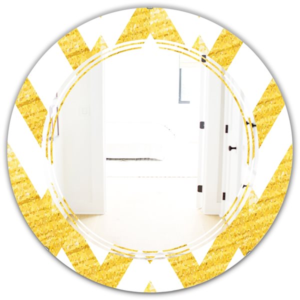 Designart 24-in x 24-in Gold Glittering Lines/Pattern Modern Round Wall ...