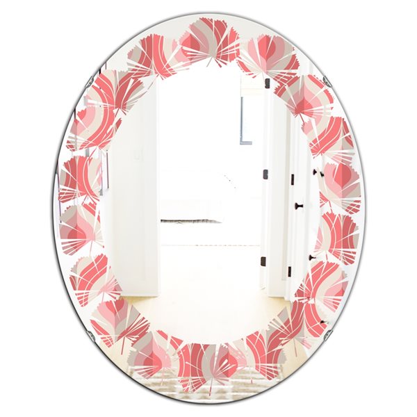 Designart 31.5-in Retro Drop Design I Modern Oval Mirror in Pink | RONA