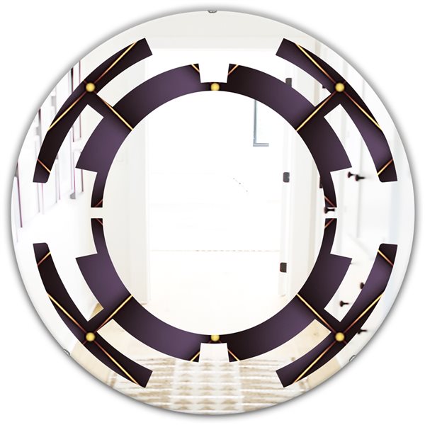 Designart 24-in x 24-in Quilted Pattern Modern Round Mirror in Purple ...