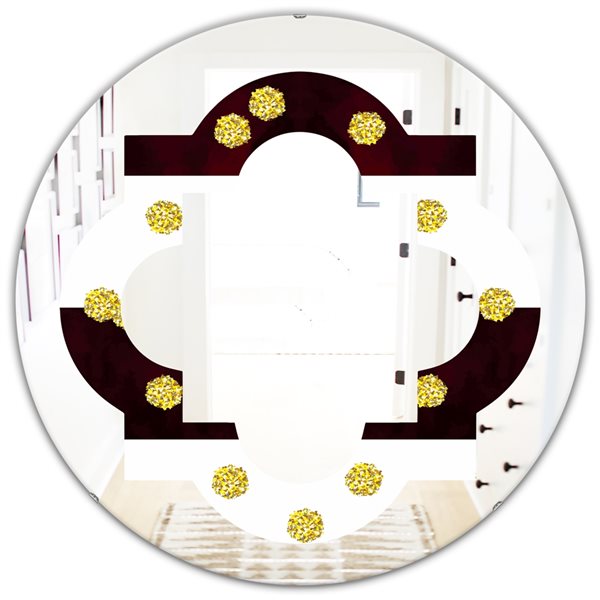 Designart 24-in x 24-in Gold Polka Dot Pattern I Modern Round Mirror in ...