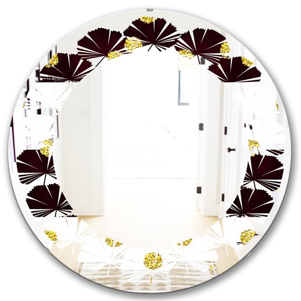 Designart 24-in x 24-in Gold Polka Dot Pattern I Modern Round Mirror ...