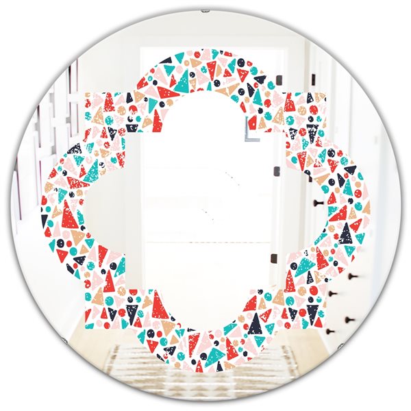 Designart 24-in Round Multicolour Retro Abstract Pattern Design II ...