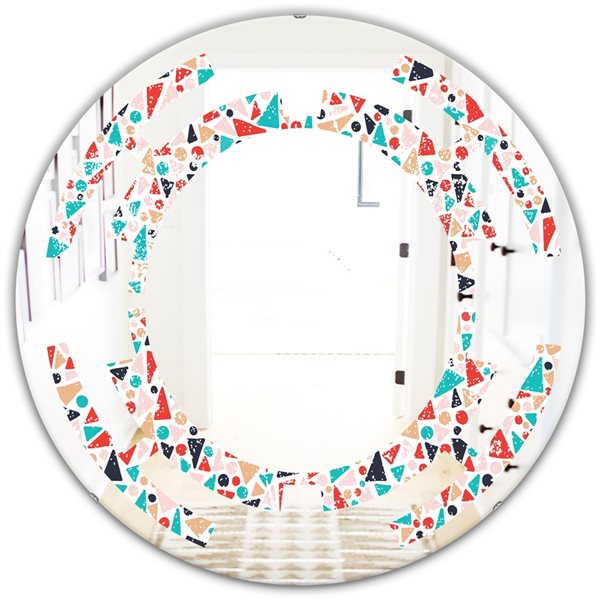 Designart Multicolour Round 24-in Retro Abstract Pattern Design II ...
