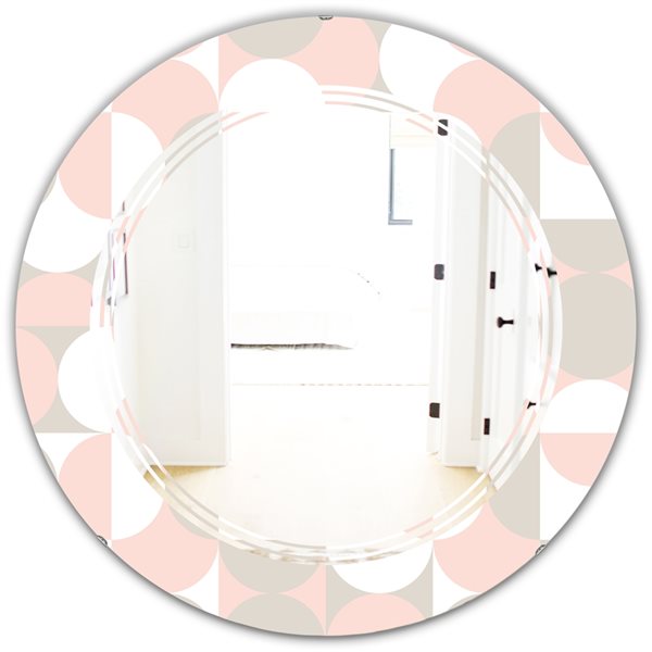 Designart 24-in Pink Round Retro Circular Pattern III Polished Wall ...