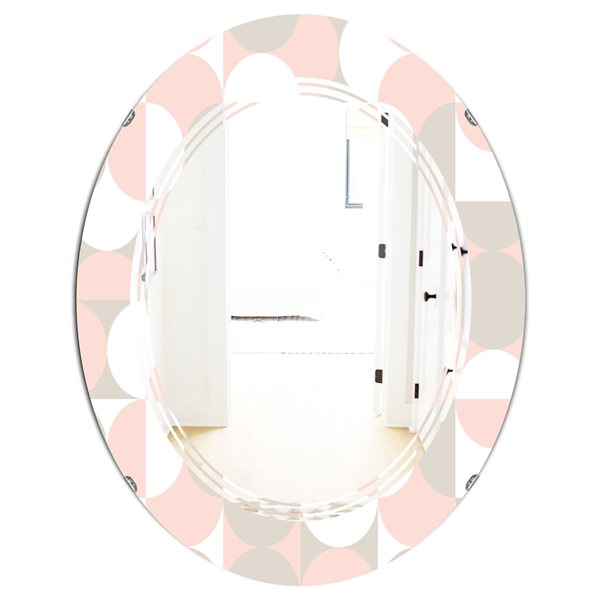 Designart Oval Pink 31.5-in L x 23.7-in W Retro Circular Pattern III ...