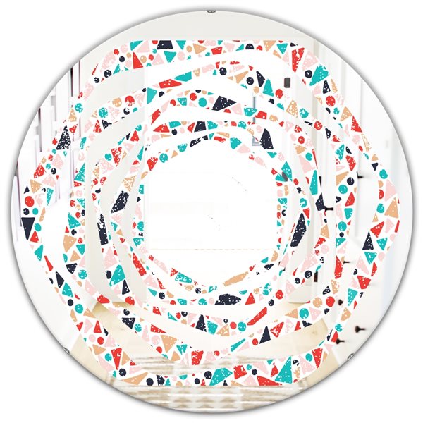 Designart 24-in Multicolour Round Retro Abstract Pattern Design II ...