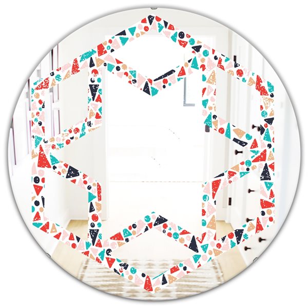 Designart Multicolour 24-in Round Retro Abstract Pattern Design II ...