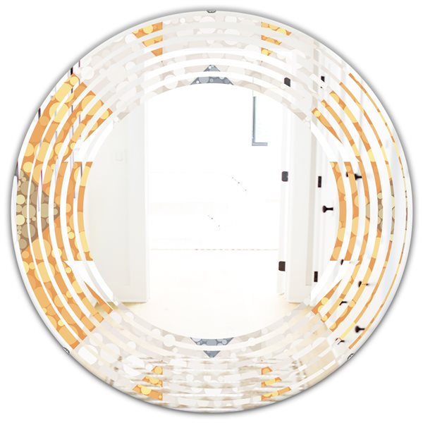 Designart Geometric Retro Design I 24-in Round Yellow Polished Wall ...