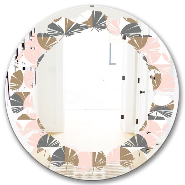 Designart Retro Circular Pattern IV 24-in x 24-in Round Pink Mirror ...