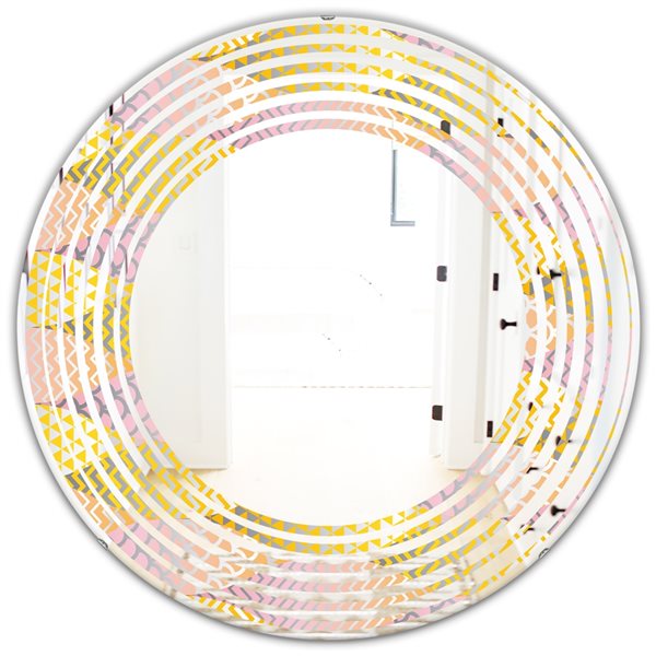 Designart Golden Geometrical Fish Scale 24-in x 24-in Round Gold ...