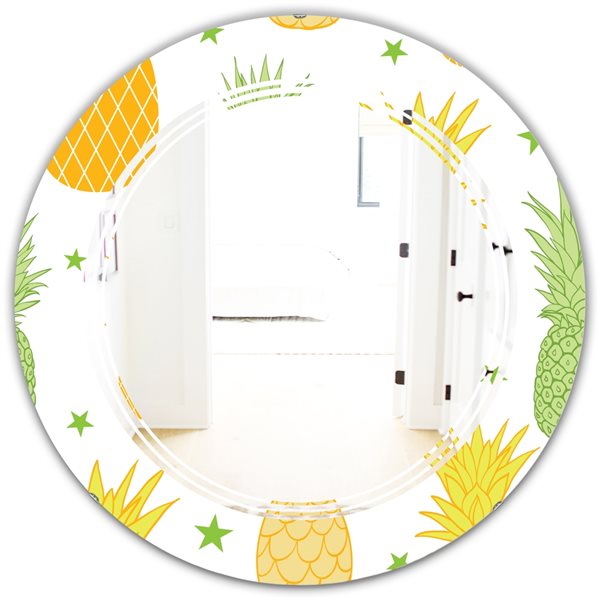 Designart Pineapple Summer Bliss II 24-in x 24-in Round Multicolour ...