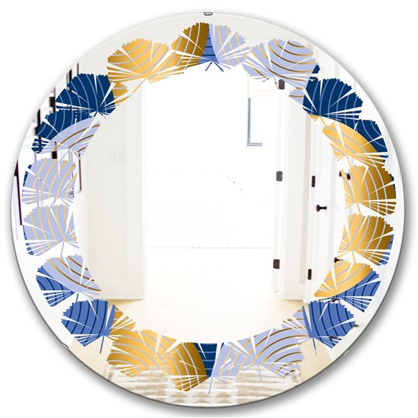 Designart 24-in x 24-in Round Blue Polished Wall Mirror - Retro Luxury ...
