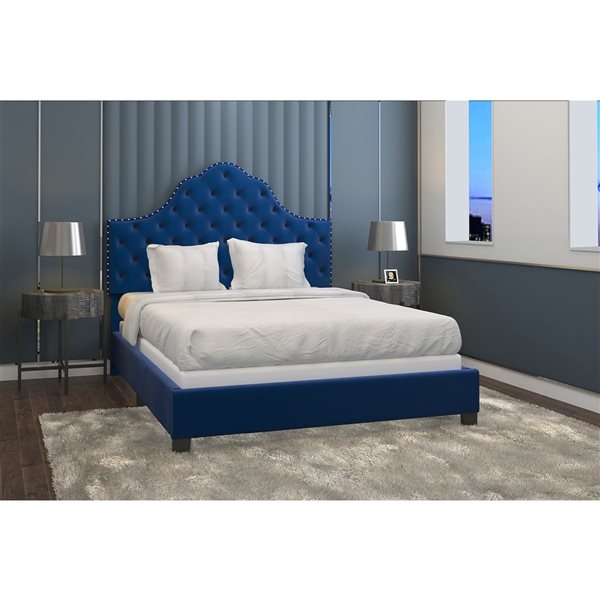 Grand lit capitonné bleu par !nspire 101-292Q-BL | RONA