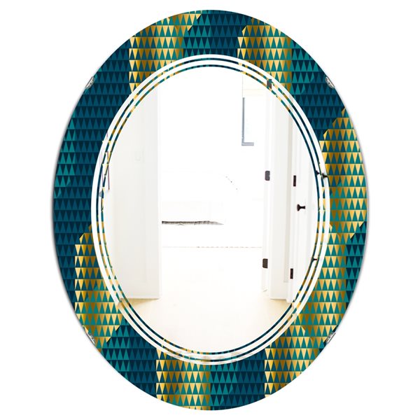 Designart 35.4-in x 23.7-in Retro Hexagon Pattern V Modern Wall Mirror ...