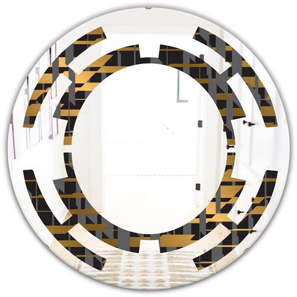 Designart Checkered Gold Pattern II 24-in x 24-in Modern Mirror ...