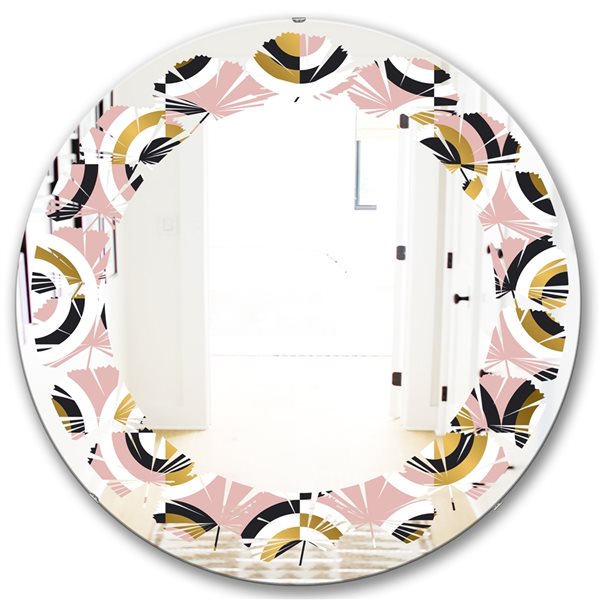 Designart Abstract Geometric Circular Retro I 24-in x 24-in Polished ...