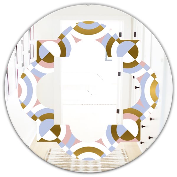 Designart Circular Geometric Shapes Pattern 24-in x 24-in Round ...