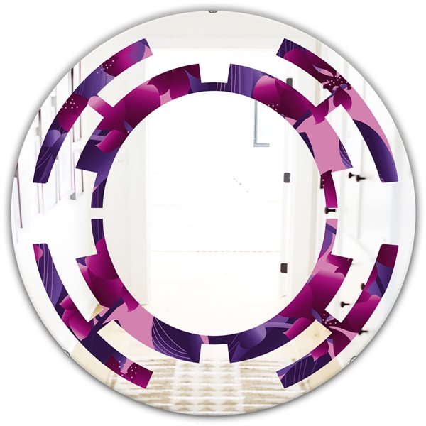 Designart Orchid Blossom Colour Pattern 24-in x 24-in Round Purple ...