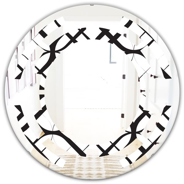 Designart Monochrome Geometric Pattern III 24-in x 24-in Round Polished ...
