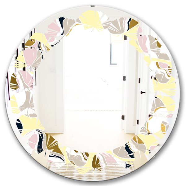 Designart 24-in L x 24-in W Golden River Stones Polished Round Wall ...