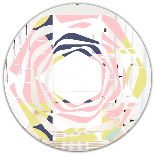 Designart Retro Pastel Circular Pattern I 24-in L x 24-in W Round ...