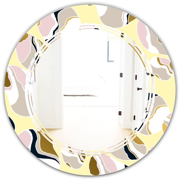 Designart Golden River Stones 24-in L x 24-in W Polished Round Wall ...