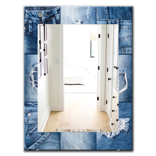 Designart 35.4-in x 23.6-in Blue Jeans Modern Mirror Wall Mirror | RONA
