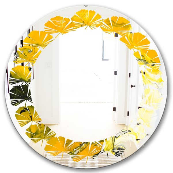 Designart 24-in Marbled Yellow 2 Round Wall Mirror MIR19162-C3-C24 | RONA
