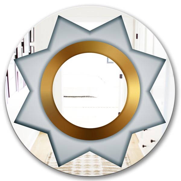 Designart Silver Star 24-in L x 24-in W Round Polished Wall Mirror ...