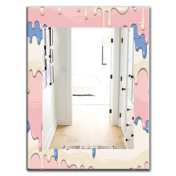 Designart Pink Spheres 10 35.4-in L x 23.6-in W Rectangle Polished Wall ...