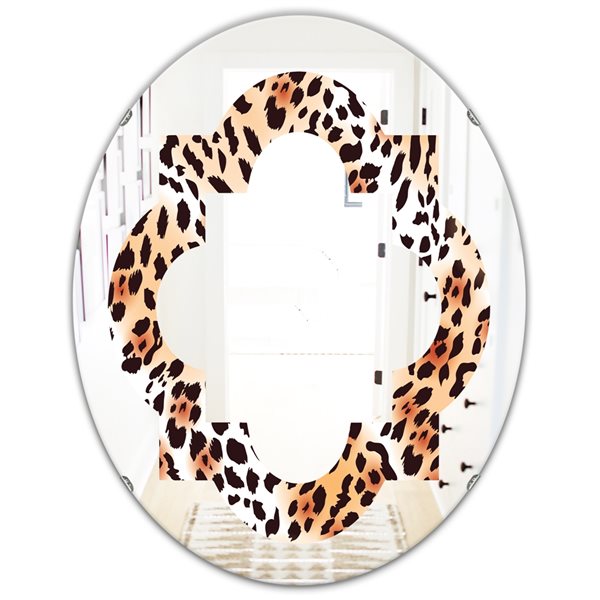 Designart Leopard Fur Safari II 35.4-in L x 23.7-in W Oval Polished ...