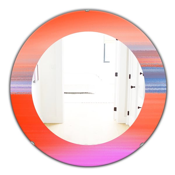 Designart Pink Spheres 13 24-in L x 24-in W Round Polished Wall Mirror ...