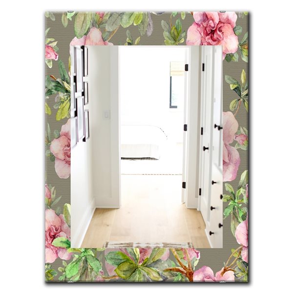 Designart Pink Blossom 50 35.4-in L x 23.6-in W Rectangle Polished Wall ...
