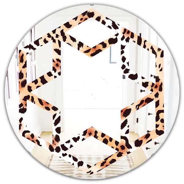 Designart 24-in L x 24-in W Leopard Fur Safari II Polished Round Wall ...