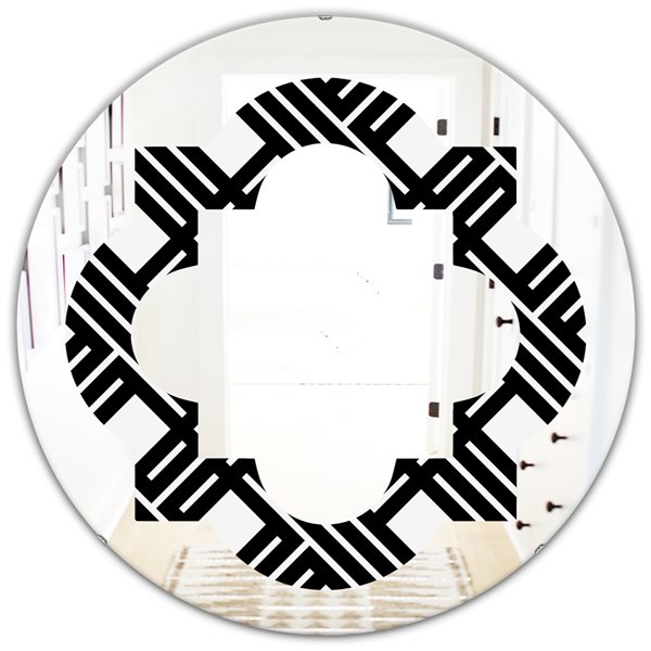 Designart 24-in x 24-in Monochrome Geometric Pattern II Round Wall ...