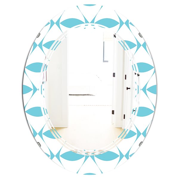 Designart 35.4-in x 23.7-in Blue Abstract Retro Geometrical Design III ...