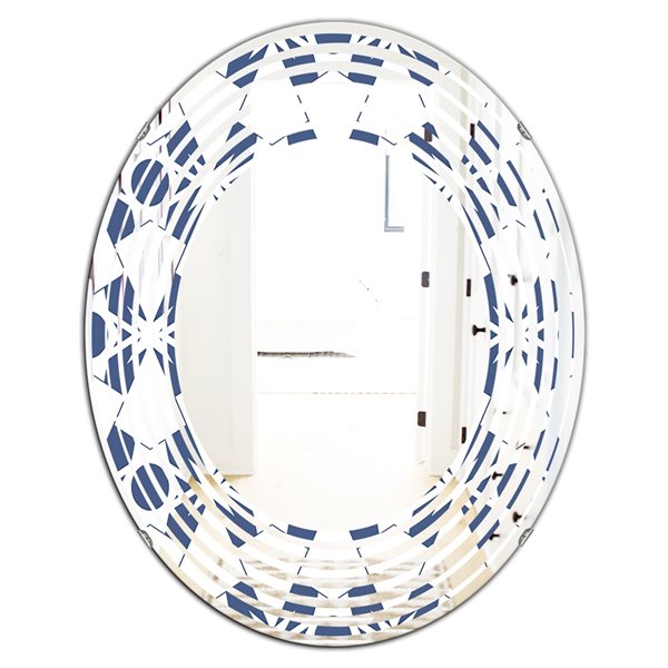 Designart 35.4-in x 23.7-in Blue Abstract Retro Geometrical Design I ...