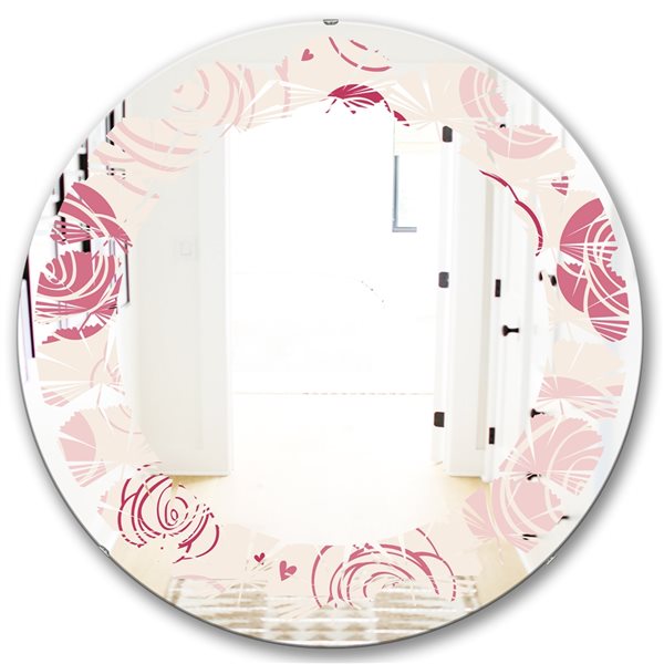 Designart 24-in Pink Roses Pattern Decorative Round Mirror MIR24458-C3 ...