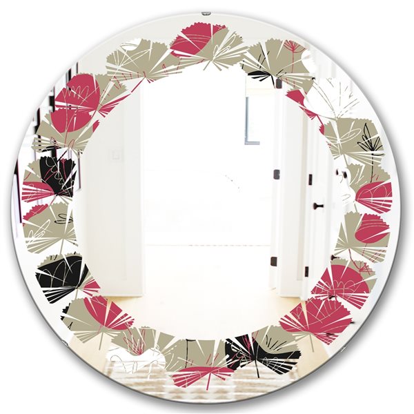 Designart 24-in x 24-in Folk Flowers Hand Drawn Pattern Modern Round ...