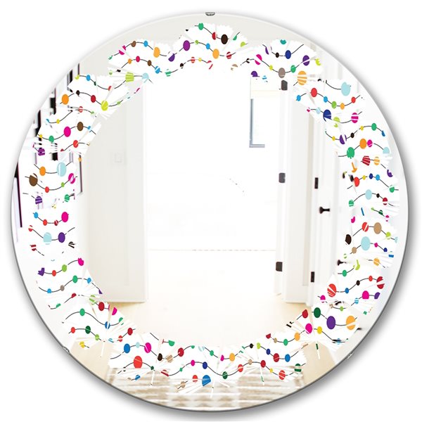 Designart 24-in x 24-in Colour Waves of Polka Dots Modern Round Mirror ...