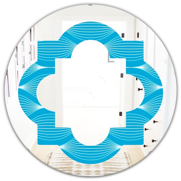 Designart 24-in Light Blue Wave Pattern Modern Round Wall Mirror ...